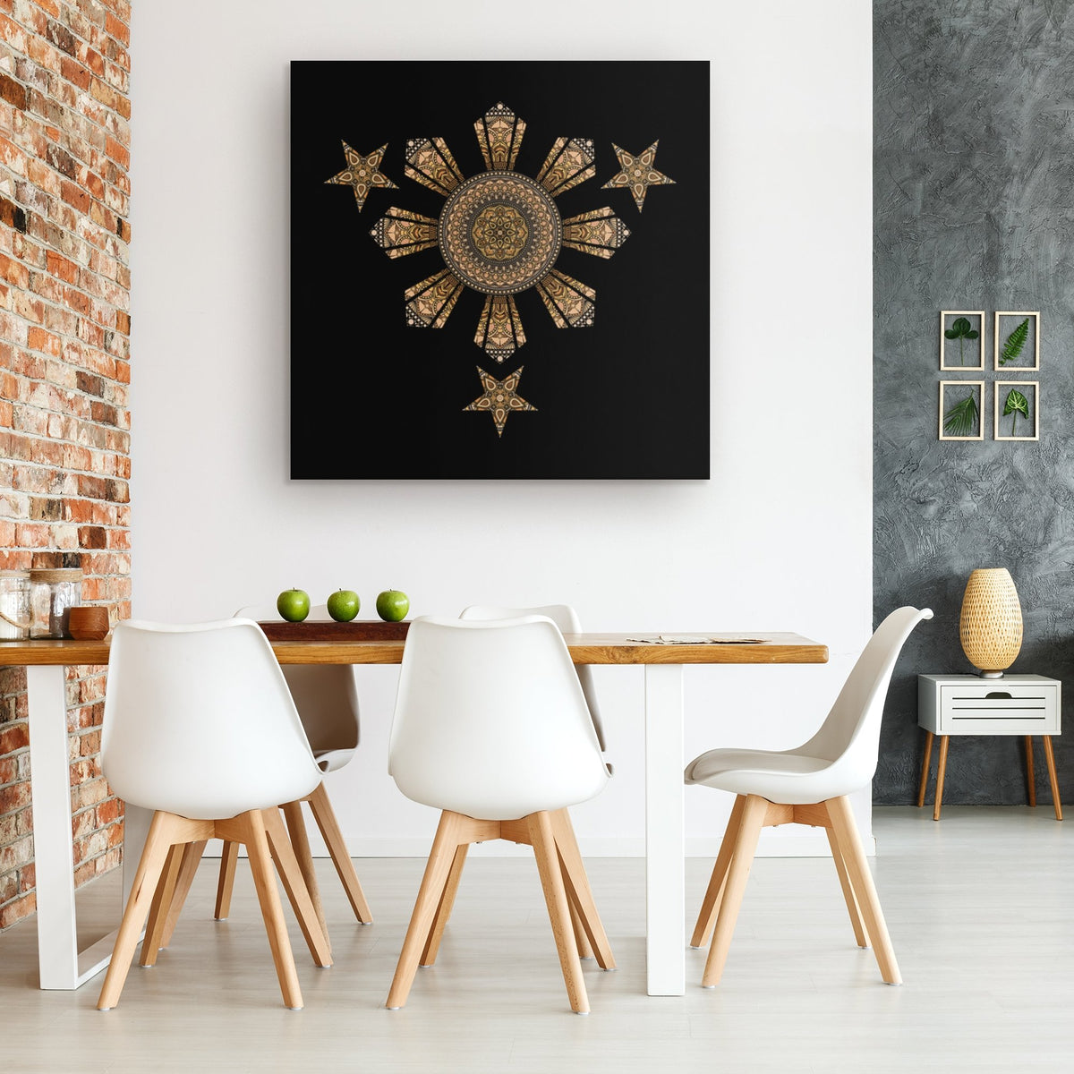 Mandala Filipino Black Square Gallery Canvas Wrap – My E Three